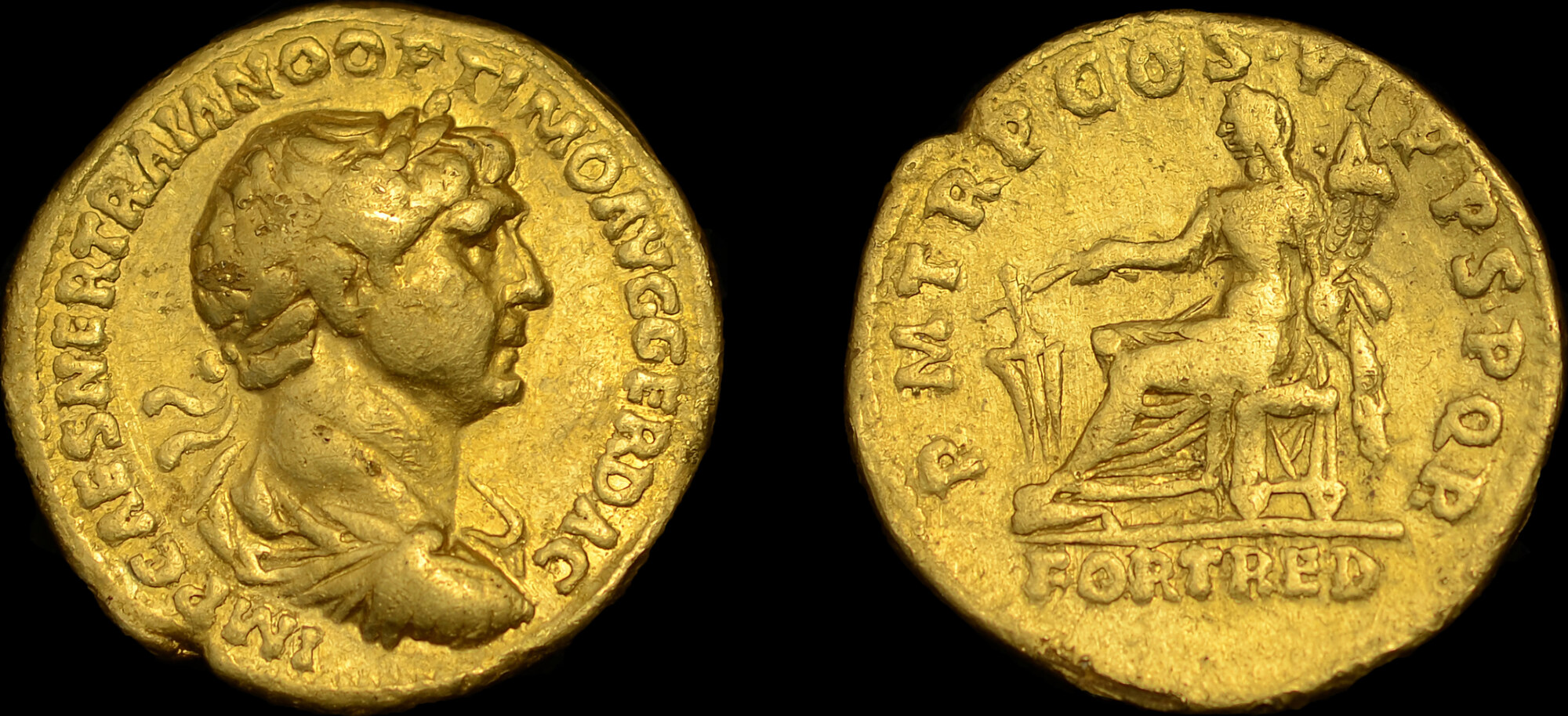 ANCIENT ROME 98-117 AD TRAJAN GOLD AUREUS | MA-Shops