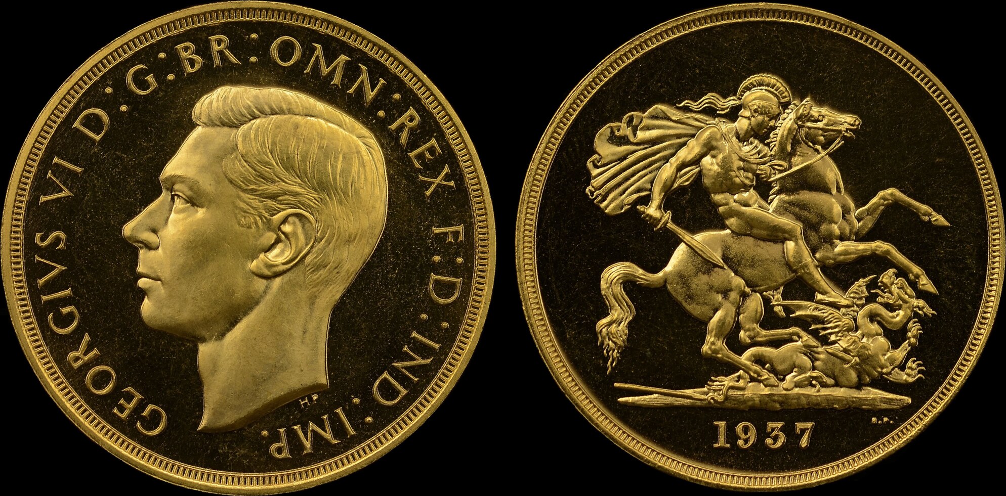 GREAT BRITAIN GEORGE VI 1937 GOLD PROOF FIVE POUNDS, CORONATION ISSUE | MA-Shops