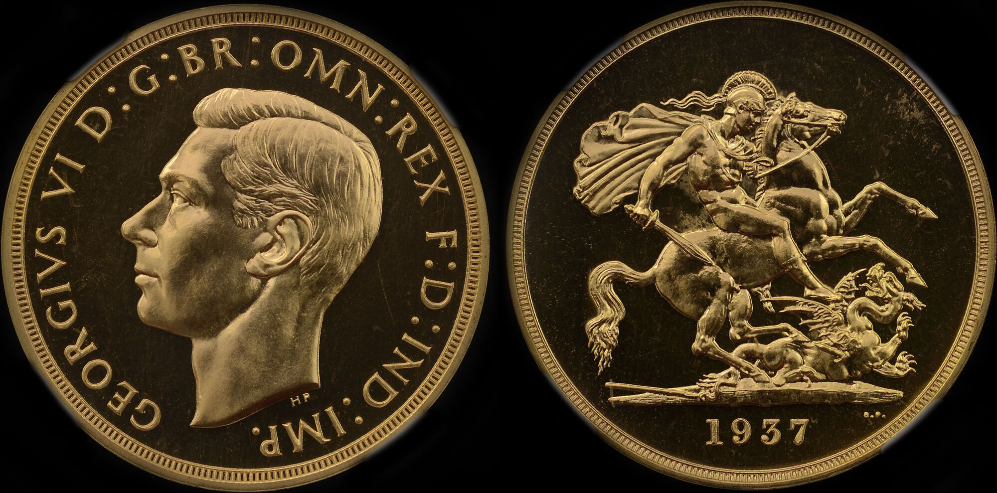 GREAT BRITAIN GEORGE VI 1937 GOLD PROOF FIVE POUNDS, CORONATION ISSUE, PF 63 | MA-Shops
