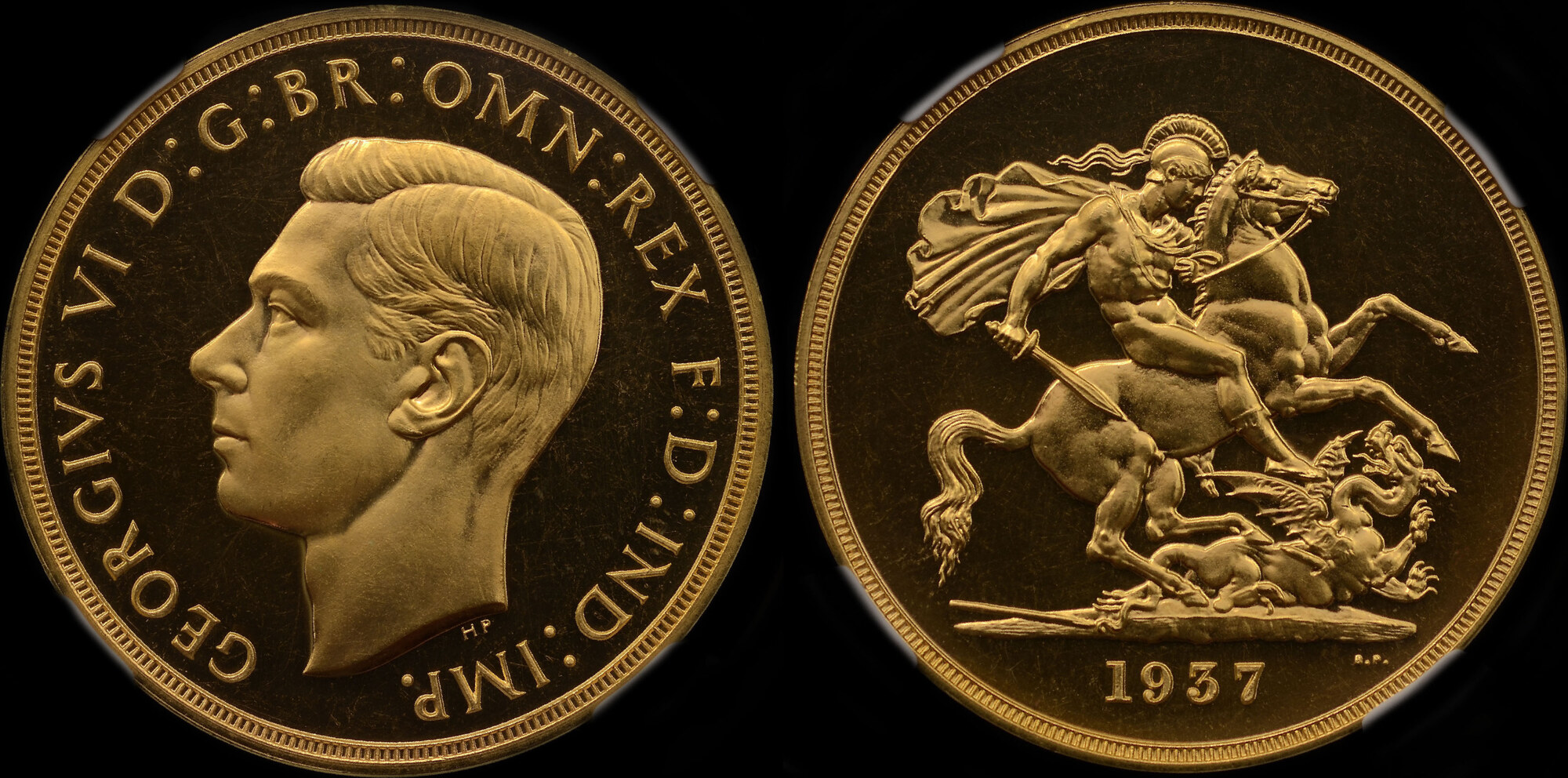 GREAT BRITAIN GEORGE VI 1937 GOLD PROOF FIVE POUNDS, CORONATION ISSUE, PF 63* | MA-Shops