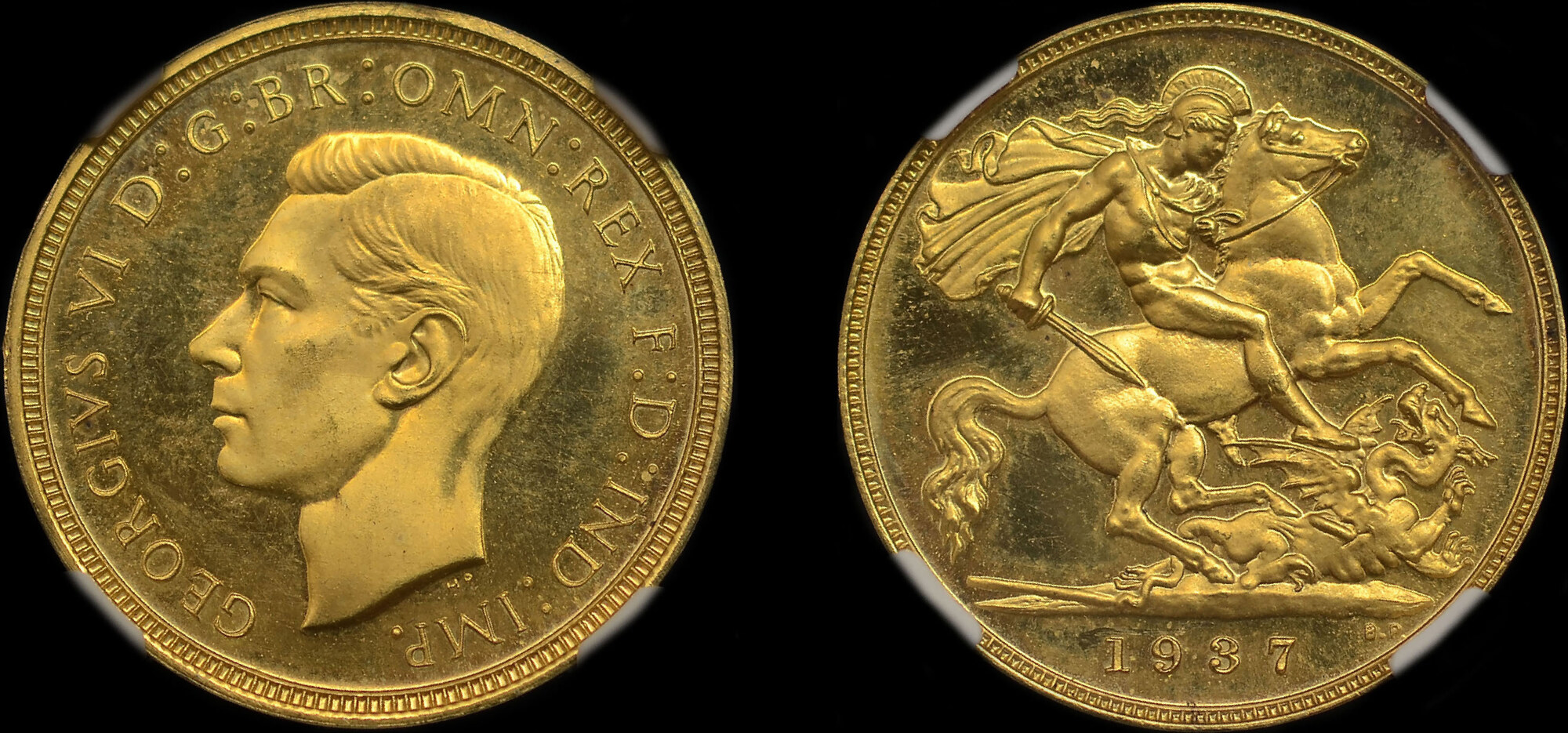 GREAT BRITAIN GEORGE VI, 1937 PROOF GOLD HALF SOVEREIGN PR65 CAMEO | MA-Shops