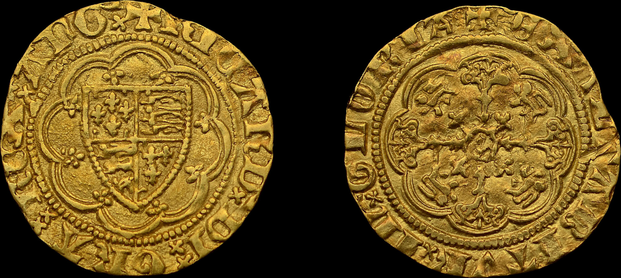 GREAT BRITAIN 1377-99 RICHARD II, GOLD QUARTER NOBLE, MULE TYPE MS 62 ...