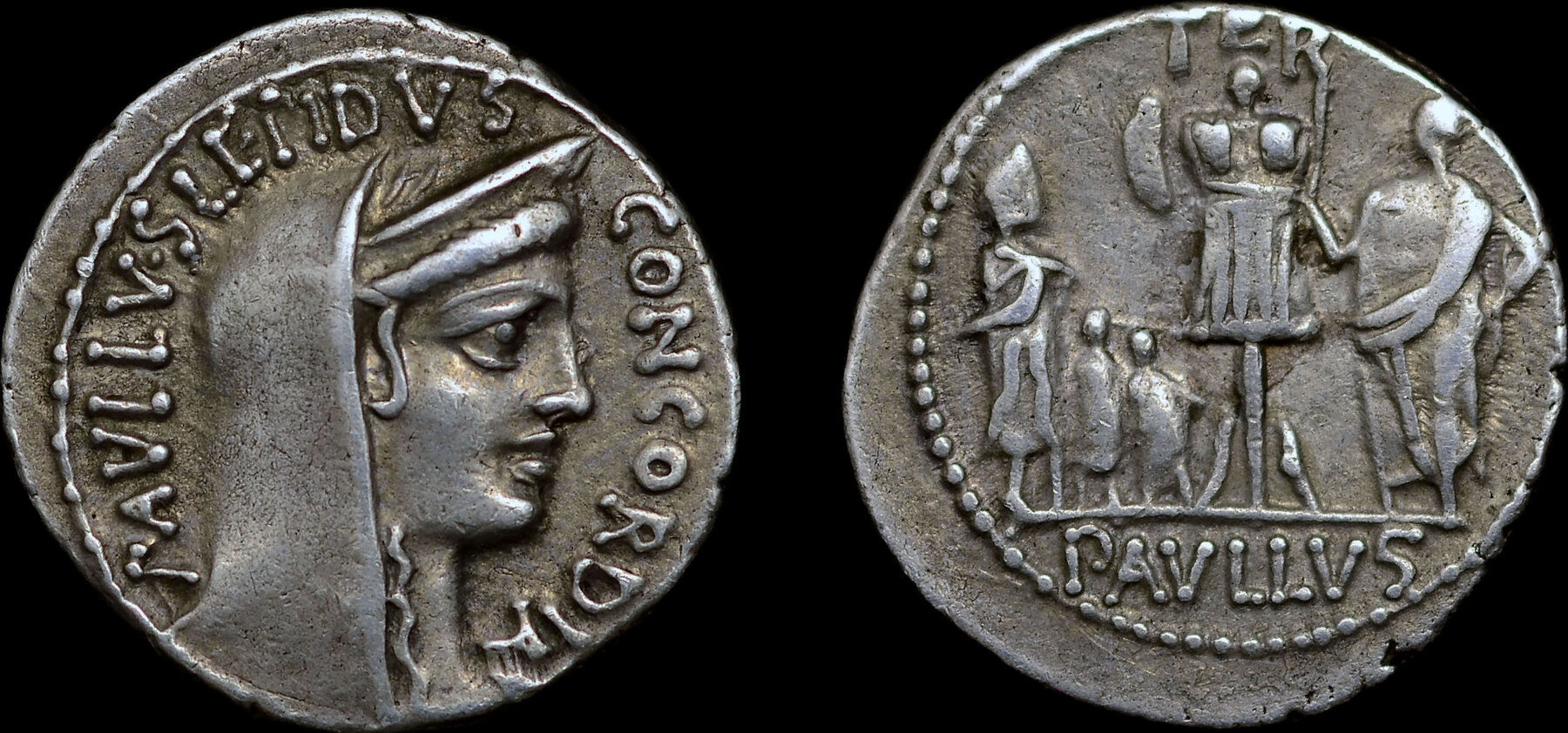 ANCIENT ROME 62 BC ROMAN REPUBLIC, L. AEMILIUS PAULLUS SILVER DENARIUS ...