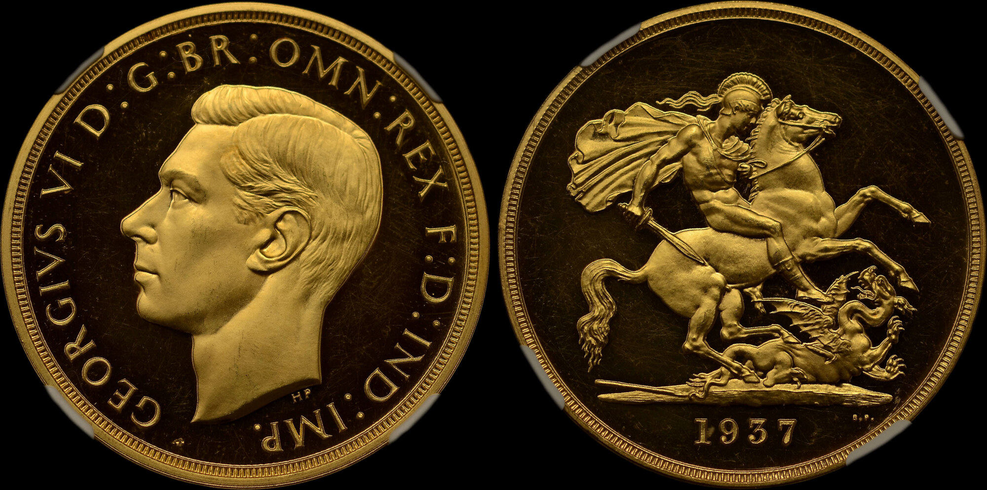 GREAT BRITAIN GEORGE VI 1937 GOLD PROOF FIVE POUNDS, CORONATION ISSUE, PF 63 CAMEO | MA-Shops