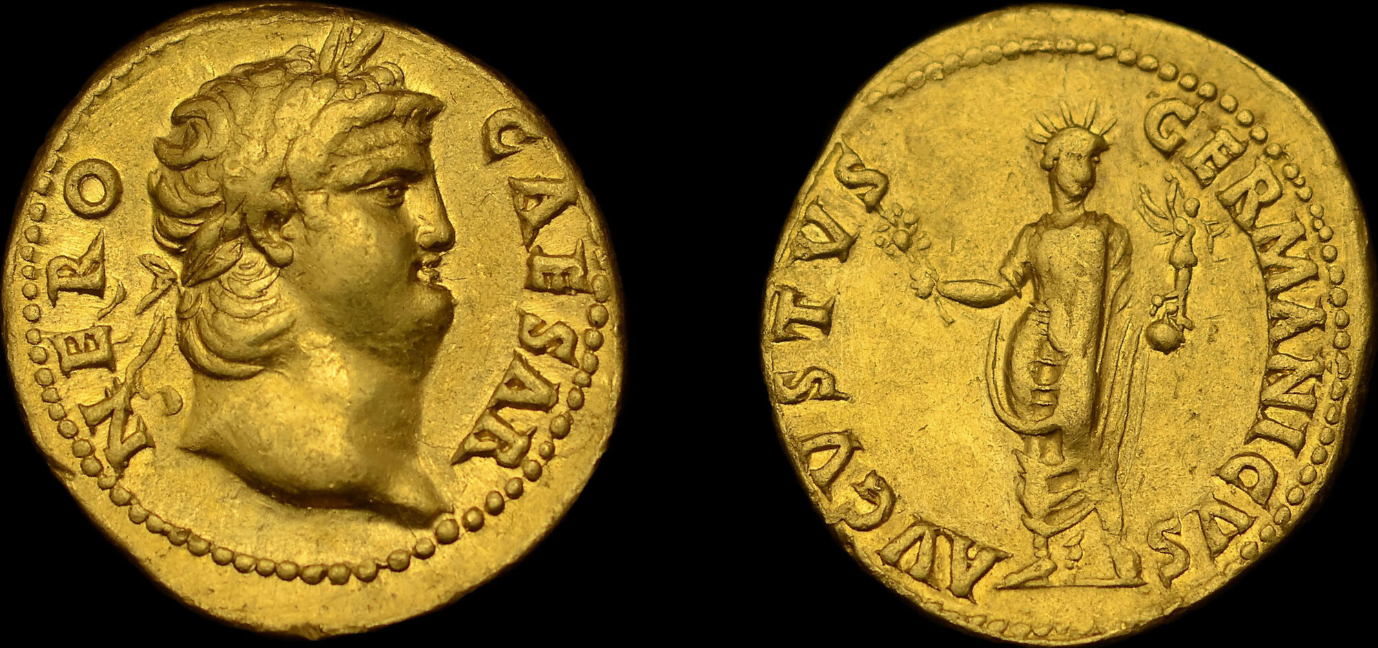 ANCIENT ROME AD 55-56 NERO GOLD AUREUS, COLOSSUS OF NERO | MA-Shops