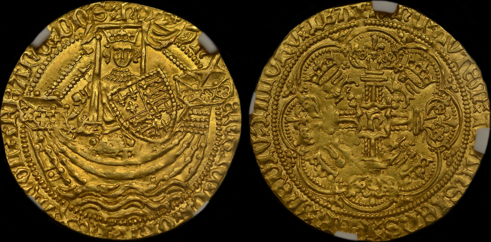 GREAT BRITAIN 1413-1422 HENRY V GOLD NOBLE, RARE CLASS E/F MULE, MS63 ...