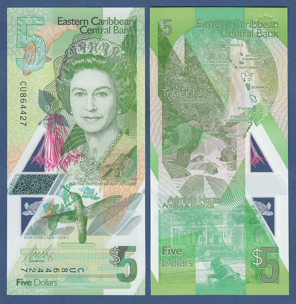 EAST CARIBBEAN STATES P.56 5 Dollars (2021) Kassenfrisch | MA-Shops