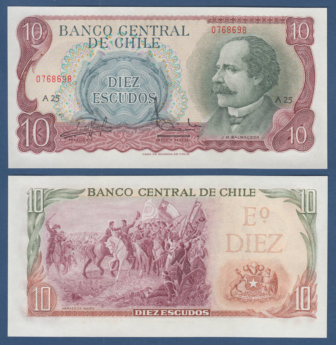 CHILE P.142 10 Escudos 1970 Kassenfrisch | MA-Shops