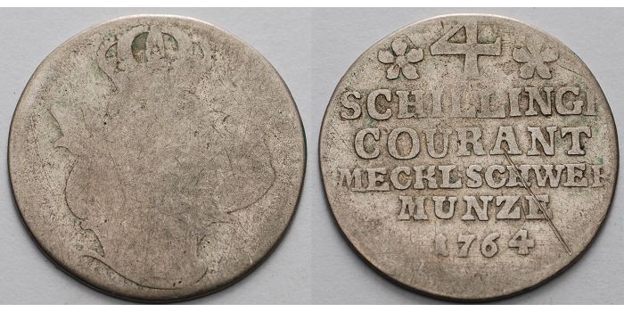 4 Schilling 1764 Mecklenburg-Schwerin, Friederich, 1756 - 1785, schön | MA-Shops