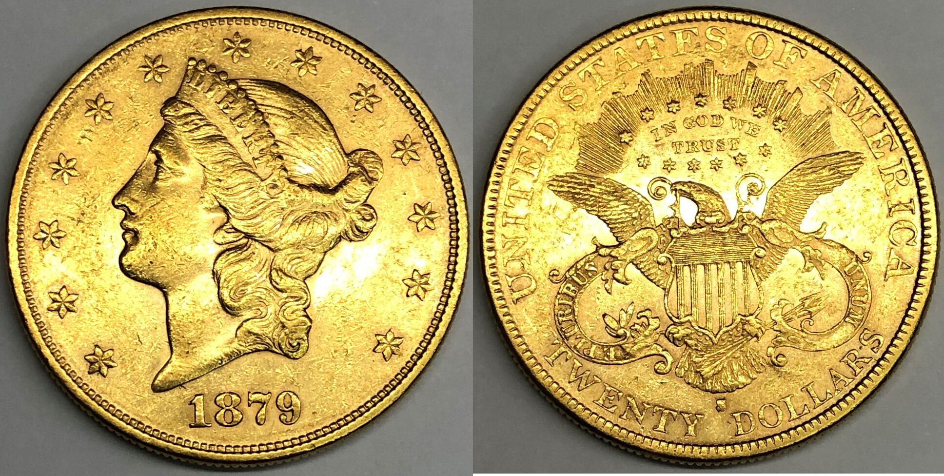 USA 20 $,30,09g fein 1877-1907 Liberty, mit Münzzeichen San Franscisco (S) 1879 Gold(Coronet ...
