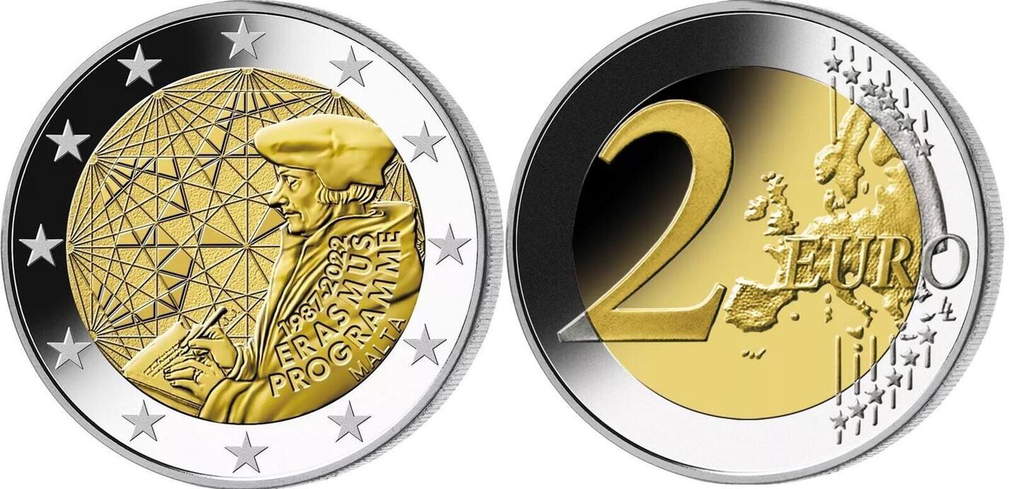 Malta 2 Euro 2022 35 Jahre ERASMUS-Programm stgl | MA-Shops