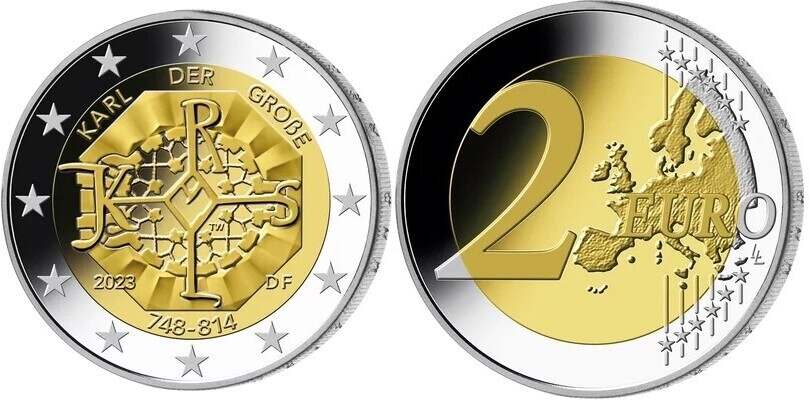 Deutschland 2 Euro 2023 F 1275. Geburtstag Karl der Große, Prägestätte ...
