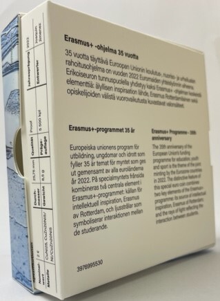 Finnland 2 Euro 2022 35 Jahre ERASMUS-Programm in einer Klappschachtel & Zertifikat PP Bimetall ...
