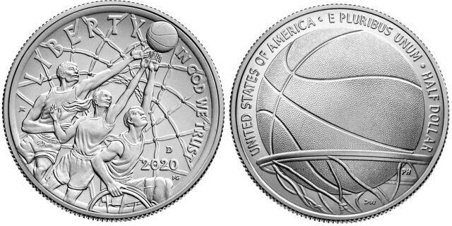USA 1/2 $ 2020 D Basketball Hall of Fame - 60. Jubiläum - in Kapsel ...