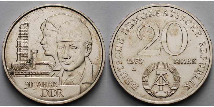 Deutschland, DDR 20 Mark 1979 30 Jahre DDR, Ku. -Ni., -Archivbild- stgl ...