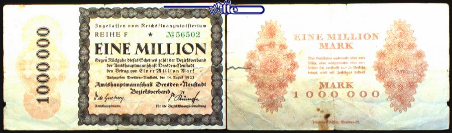 Dresden-Neustadt 1 Million Mark 1923 14,08 Riss, IV | MA-Shops