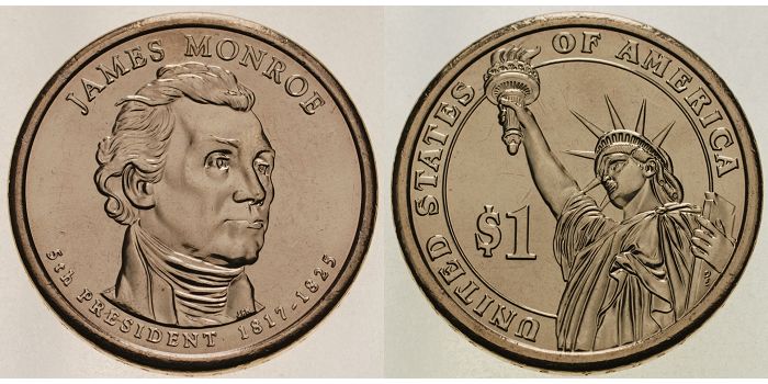 USA 1 $ James Monroe 2008 Denver / Kupfer-Nickel / Neue Serie vz | MA-Shops