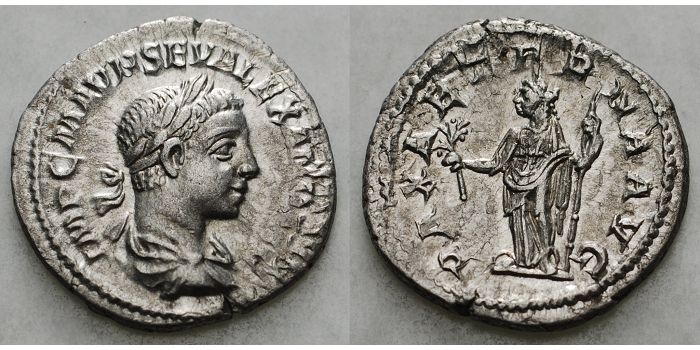 Römische Kaiserzeit Denar SEVER. ALEXANDER 222-235 na. Chr. ss+ | MA-Shops
