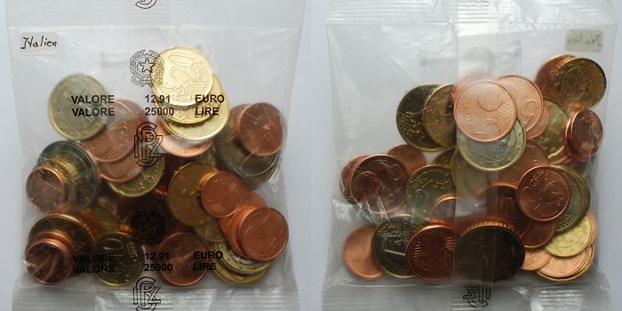 Italien 12,91 Euro 2001 Starterkit, Zusammenstellung zur Euroeinführung ...