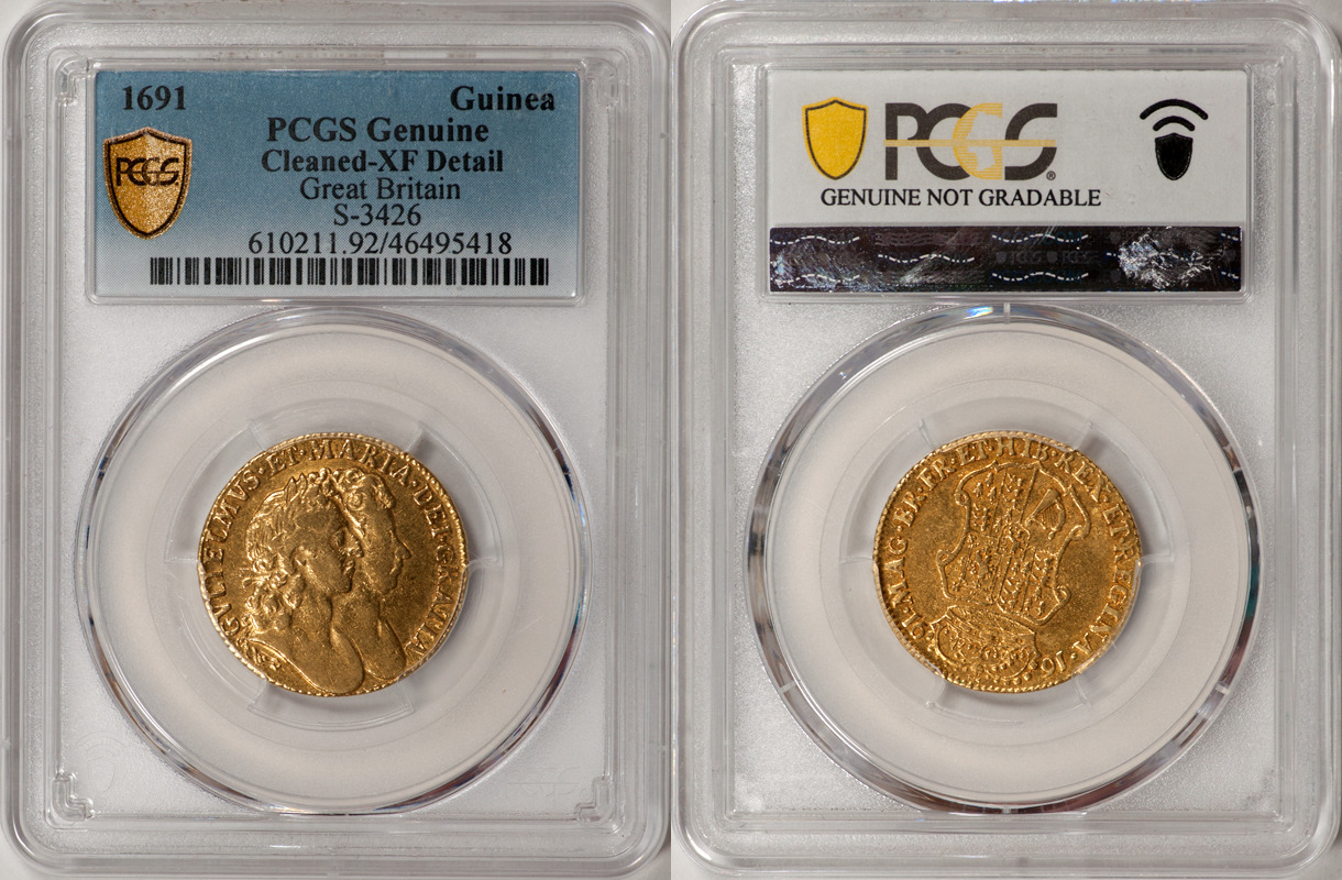 Great Britain 1691 William & Mary Gold Guinea PCGS Extra Fine EF | MA-Shops
