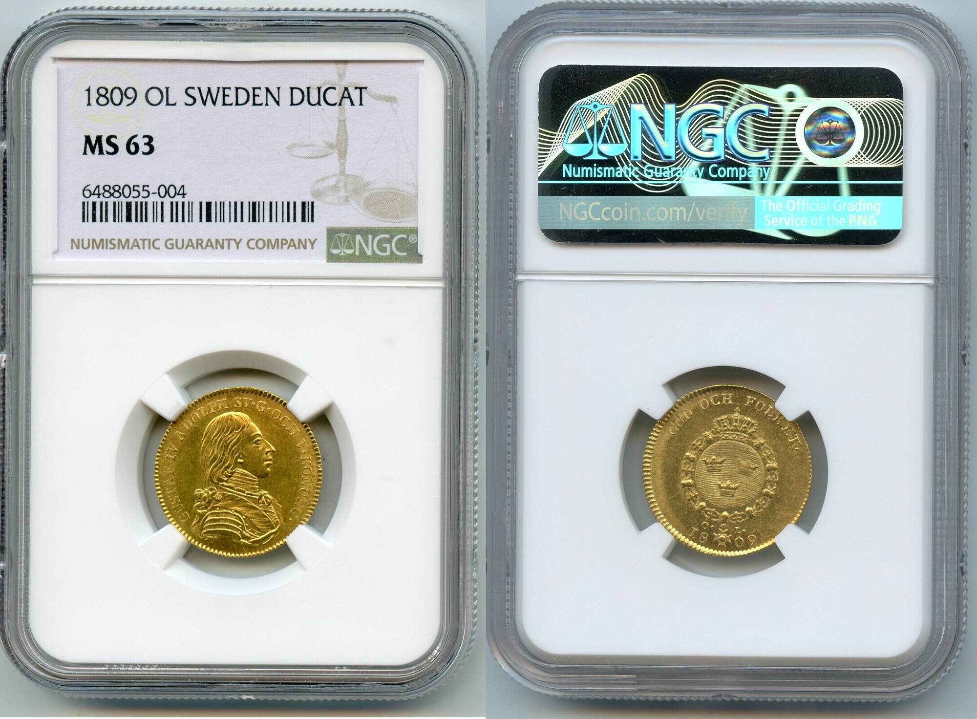 SWEDEN 1809 OL Gustaf IV Adolf RARE Gold Ducat Last year of issue ==TOP ...