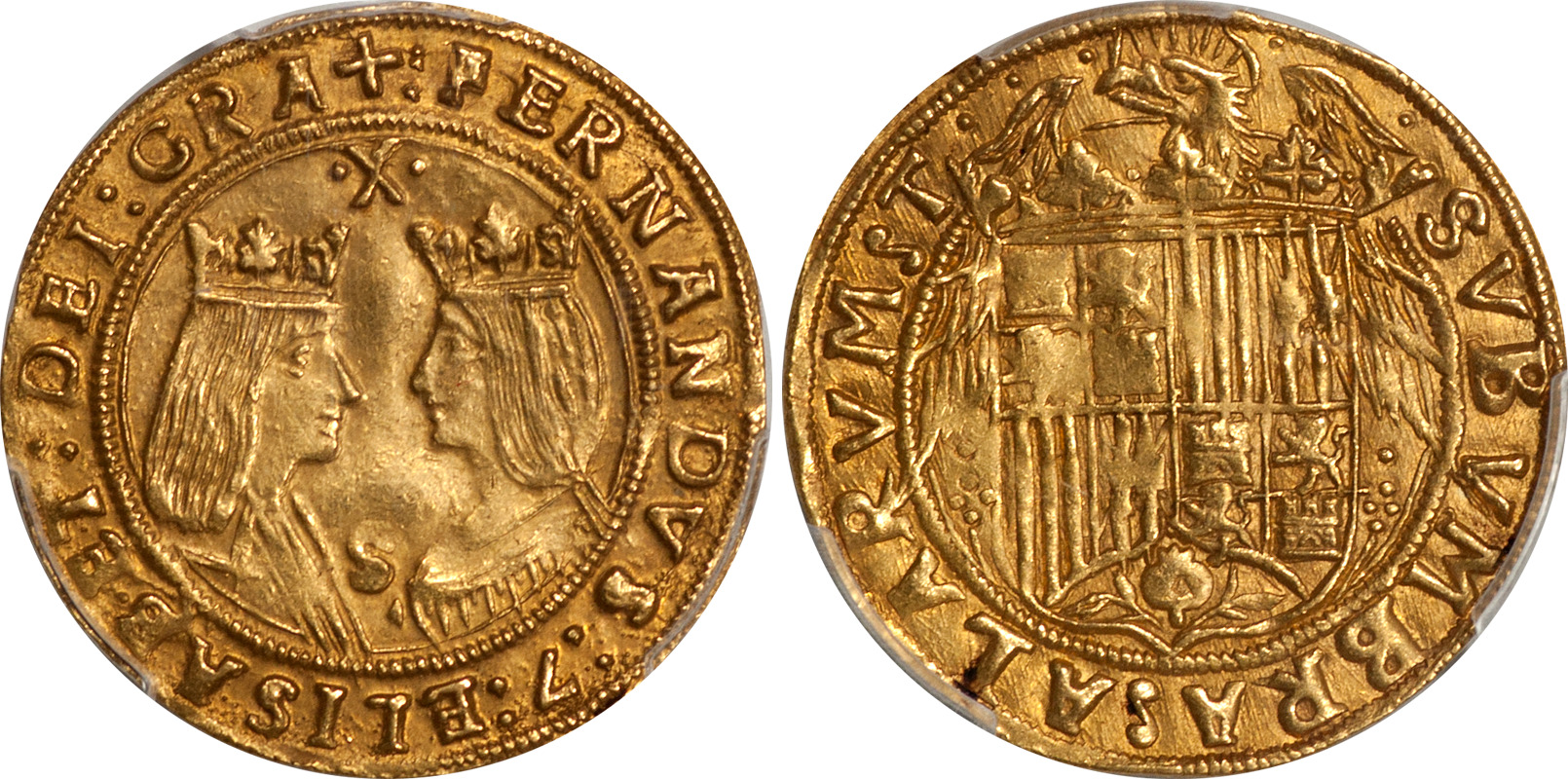 Spain Ferdinand V & Isabel I (1476-1504) Gold 2 Excelentes PCGS MS-62 ...
