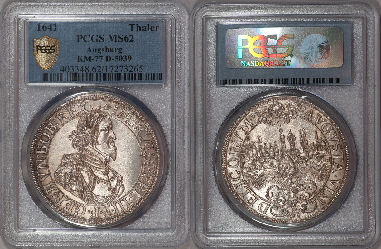 Germany Augsburg 1641 Heinrich V von Kroningen Taler PCGS MS-62 | MA-Shops