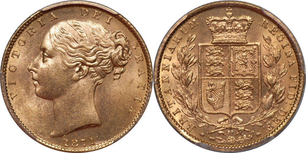 Great Britain 1871 Victoria Gold Sovereign PCGS MS-64 | MA-Shops