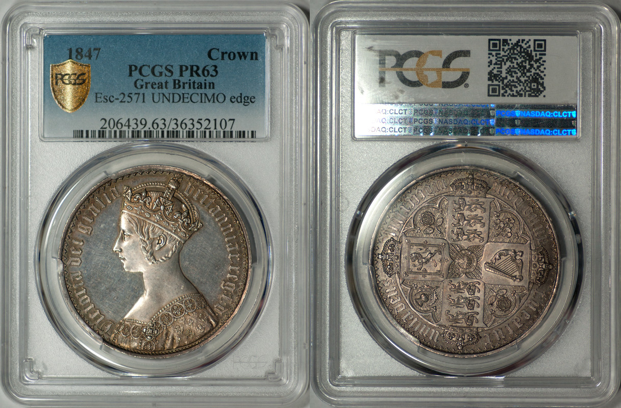 Great Britain 1847 Victoria Proof Gothic Crown PCGS PR-63 | MA-Shops