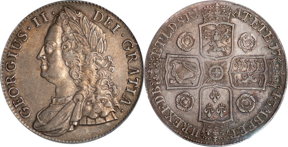 - Great Britain 1743 George II Silver Crown PCGS AU-50 | MA-Shops