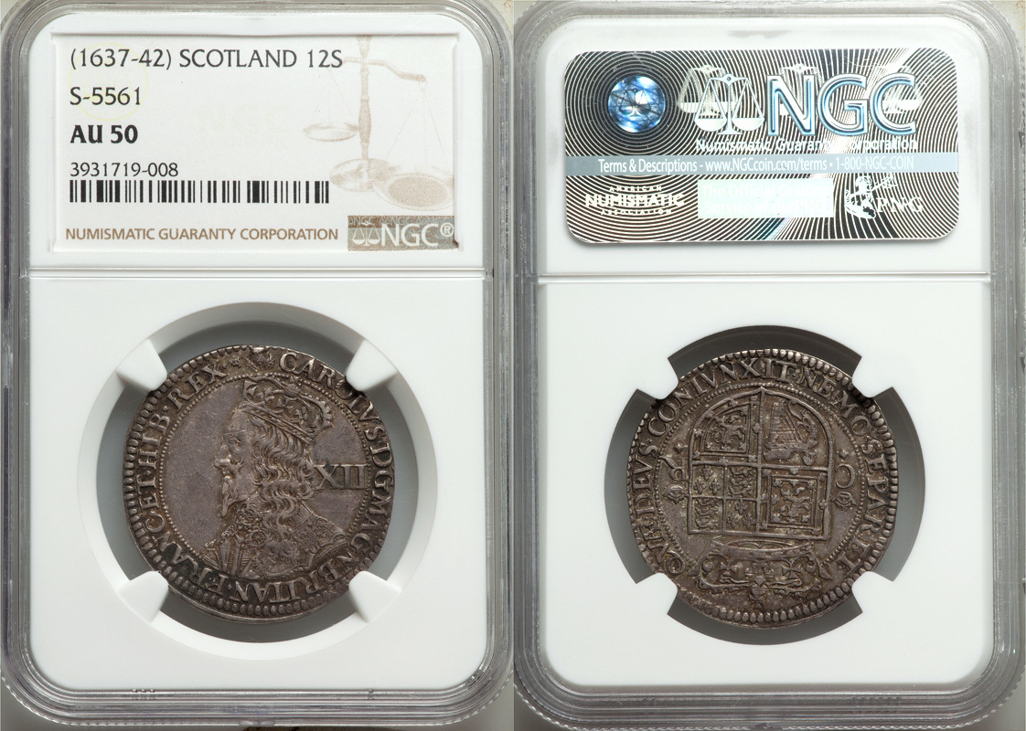 1637-42 Scotland Charles I 12 Shillings Falconer's issue (1637-1642 ...