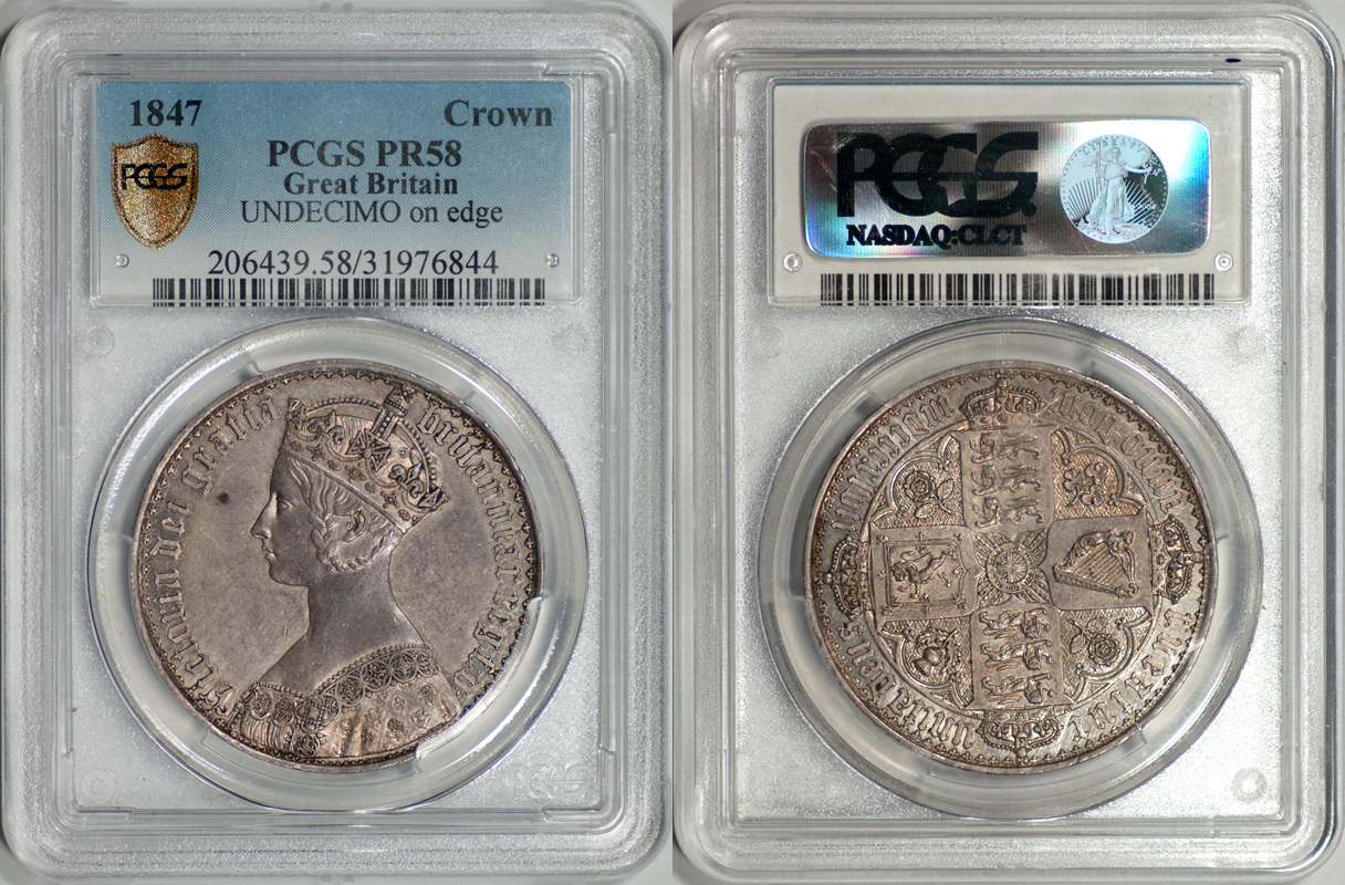 - Great Britain 1847 Victoria Proof Gothic Silver Crown PCGS PR-58 | MA ...