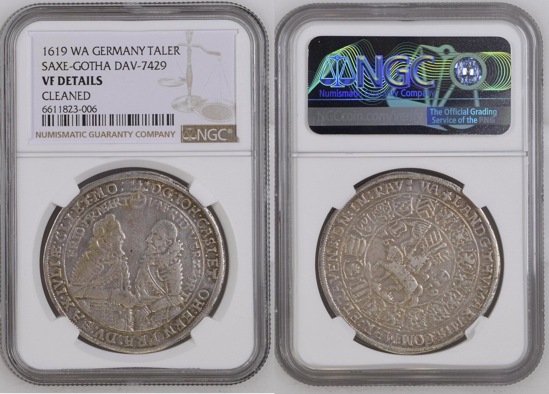 GERMANY SAXE-OLD-GOTHA TALER Johann Casimir and Johann Ernst II Thaler ...