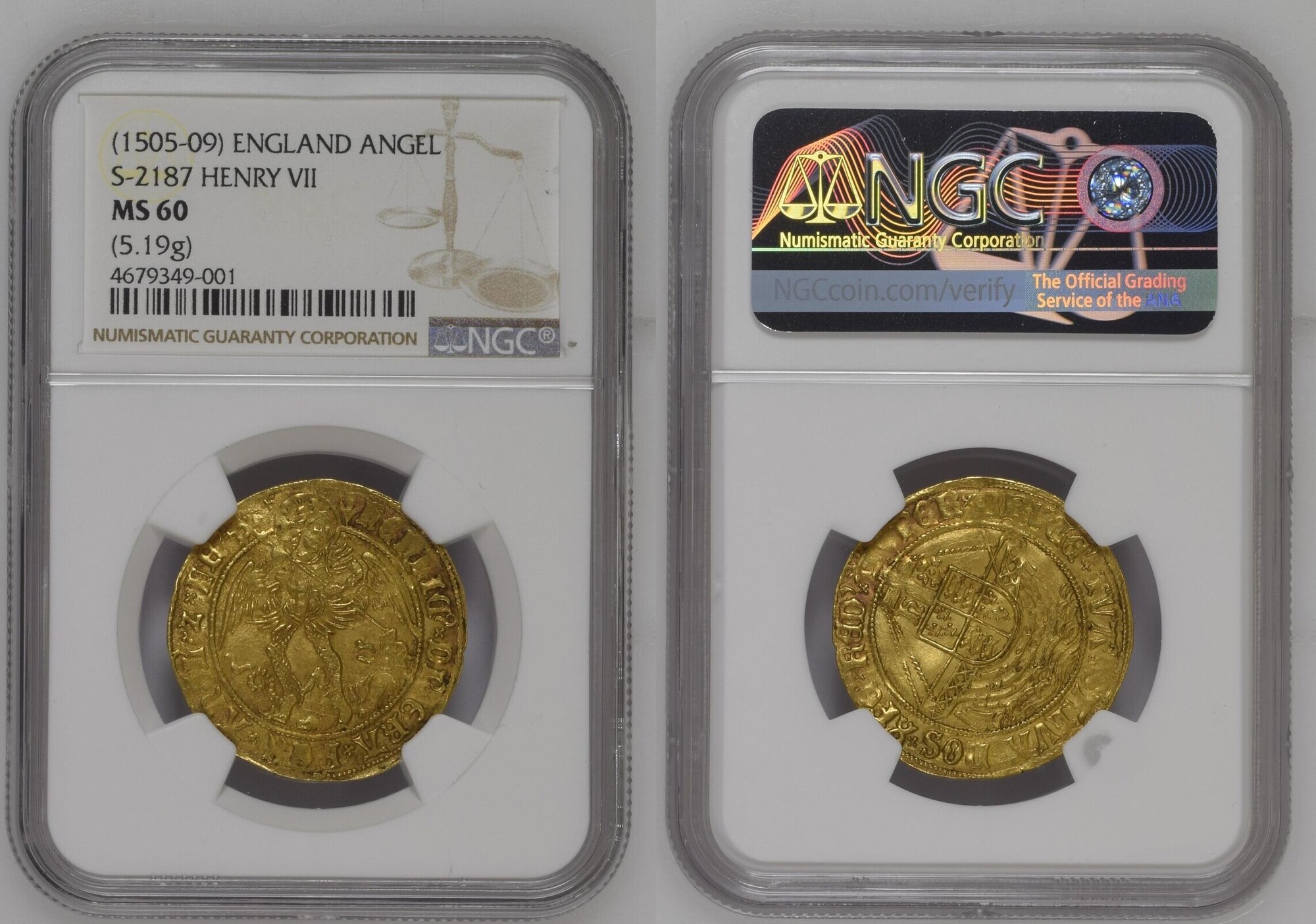 ENGLAND Britain (1505-09) Henry VII (1485-1509) gold Angel ND (1505 ...