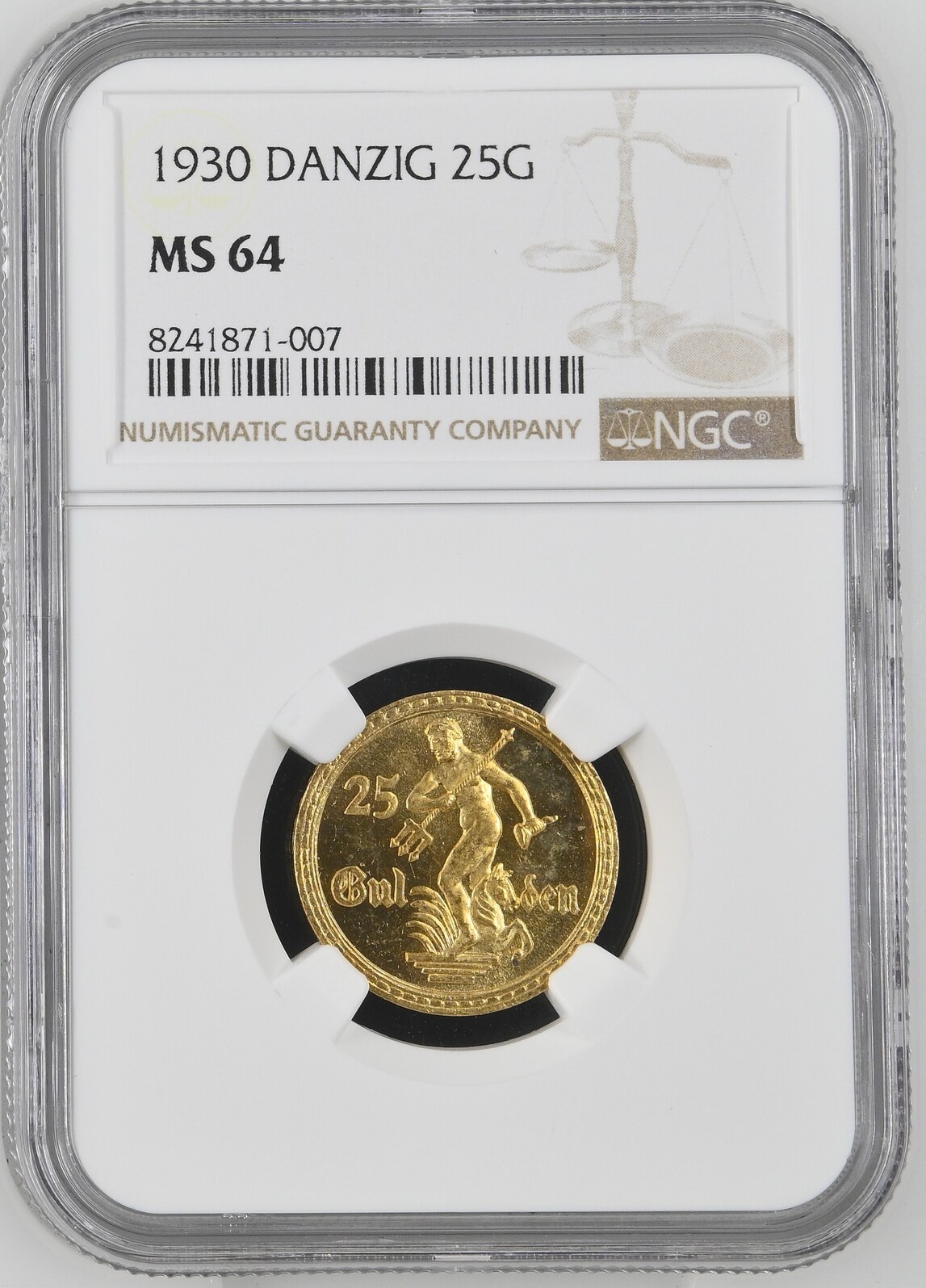 25G Danzig, GOLD 25 guldens 1930 RARE NGC MS 64 | MA-Shops
