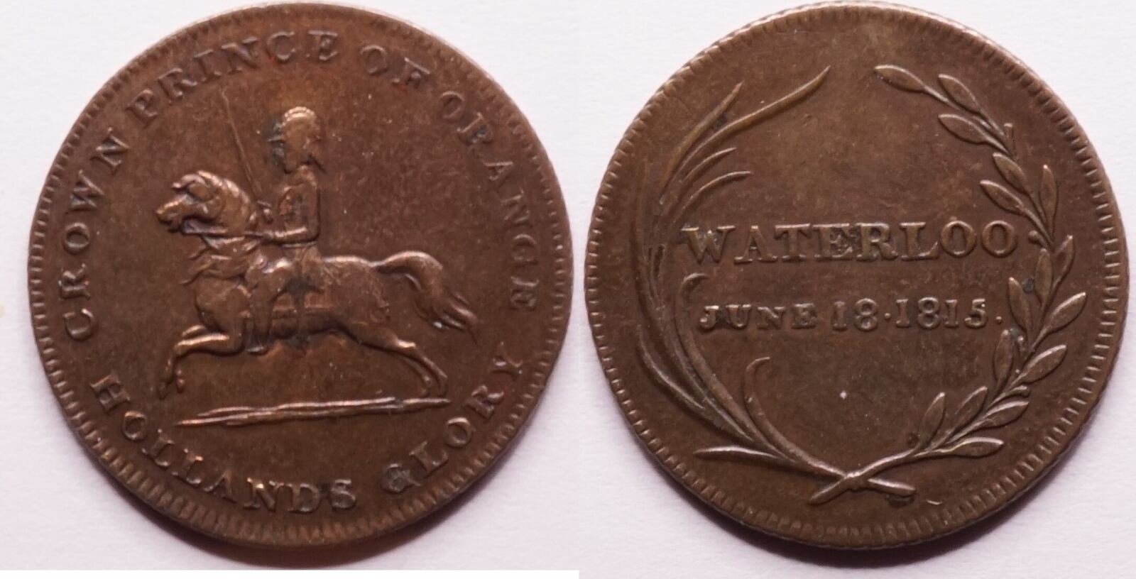 Netherlands commemorative token 1815 in Remembrance of the battle at ...