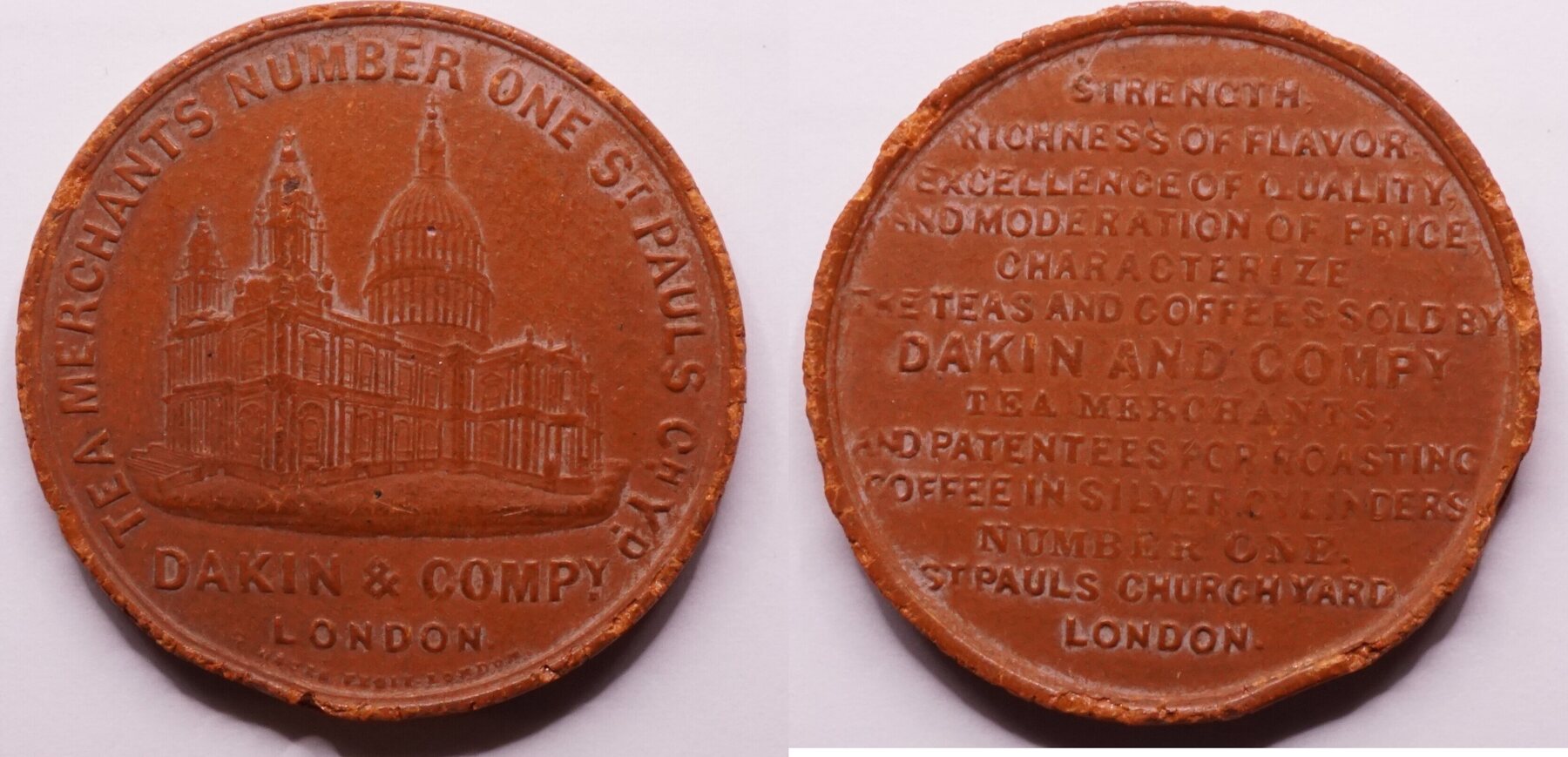 London Tea merchant token 19th century Dakin & Compy ss | MA-Shops