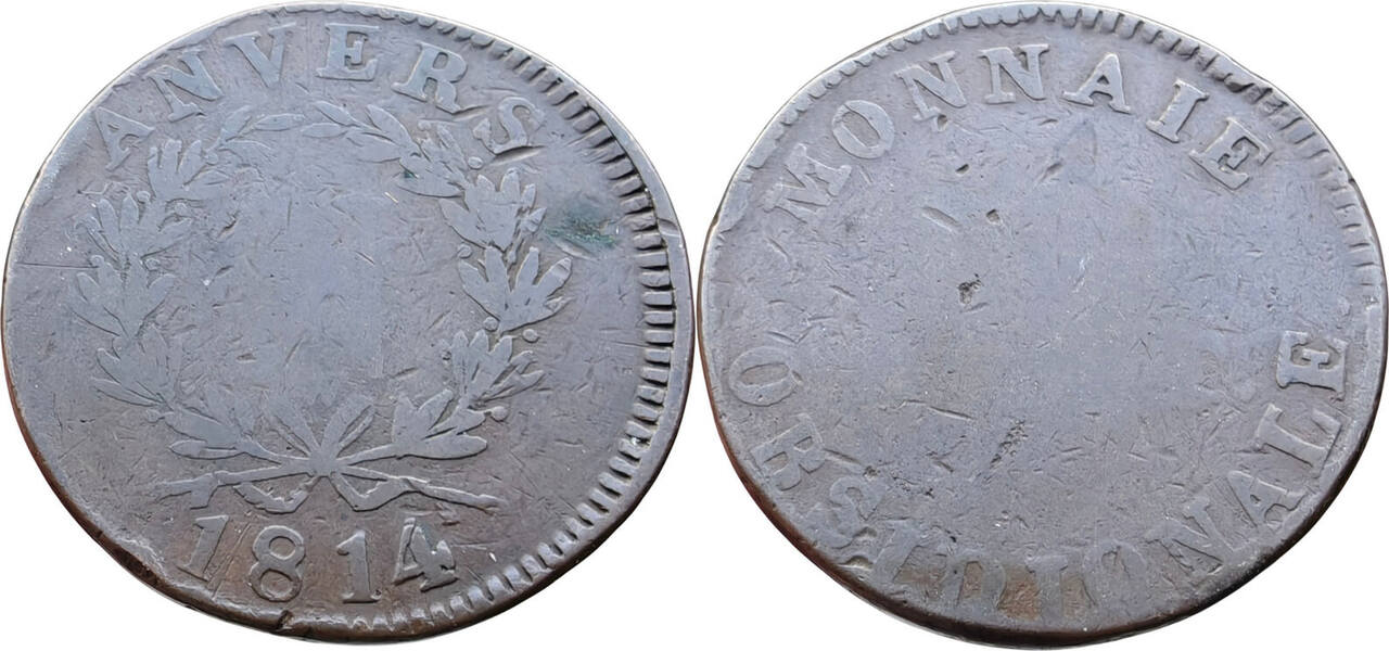 Antwerpen - Noodmunt 10 centimes 1814 Franse Bezetting - Beleg van ...