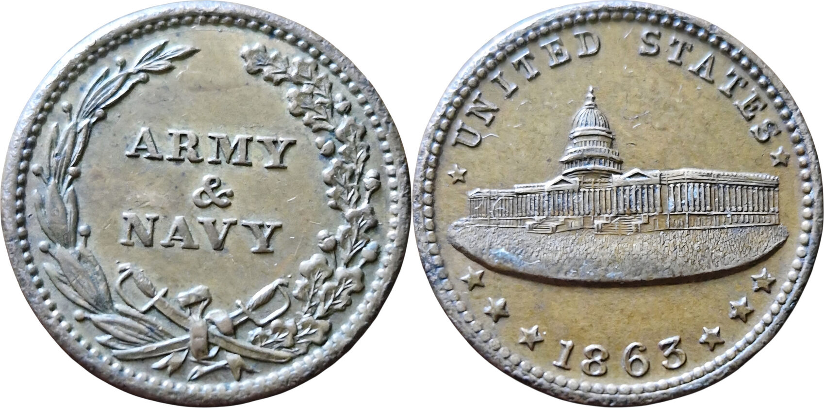 United States of America (USA) Token Civil War 1863 Army & Navy vzgl ...