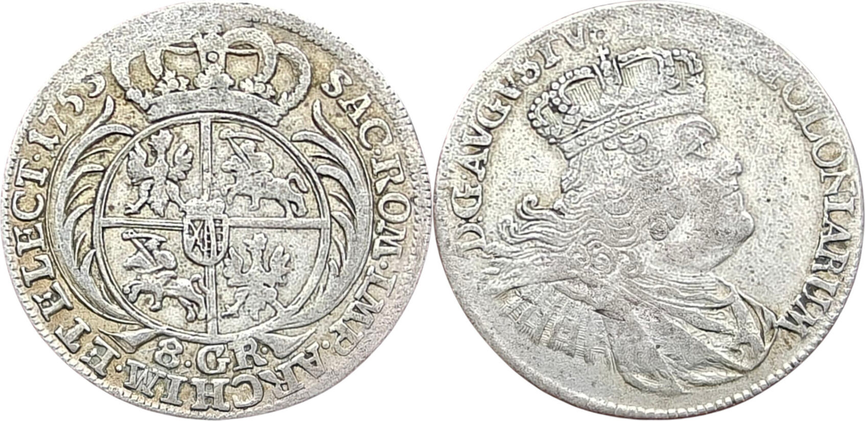 Polish–Lithuanian Commonwealth 8 groszy 1753 August III Sas vzgl- | MA ...
