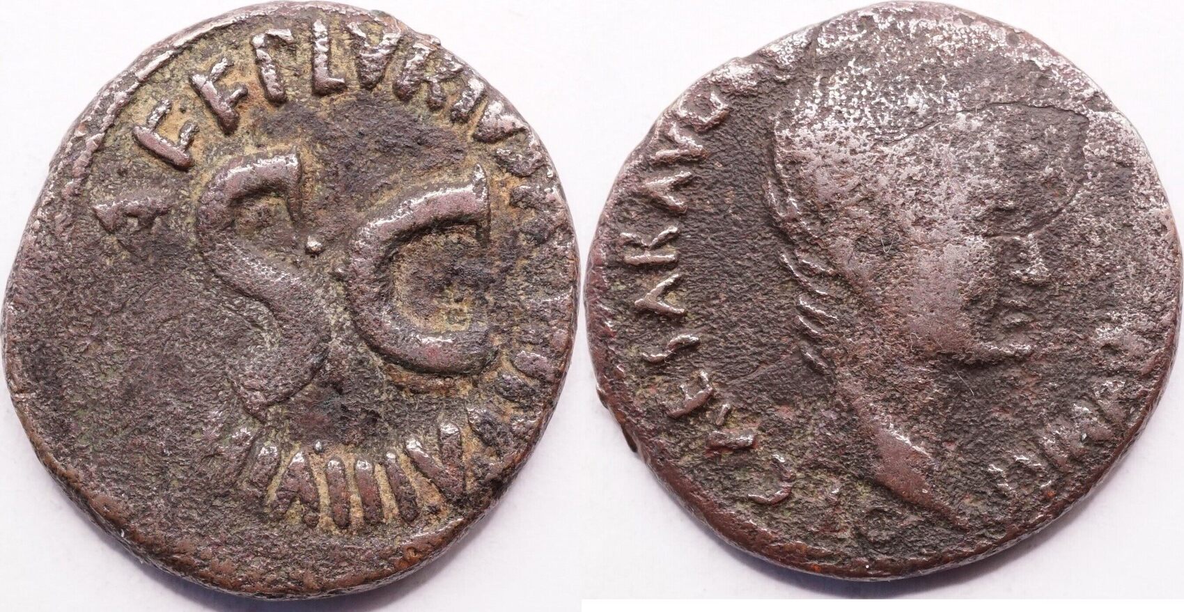 Roman empire, Augustus AE, As 7 BC. Münzmeister P. Lurius Agrippa s+ ...
