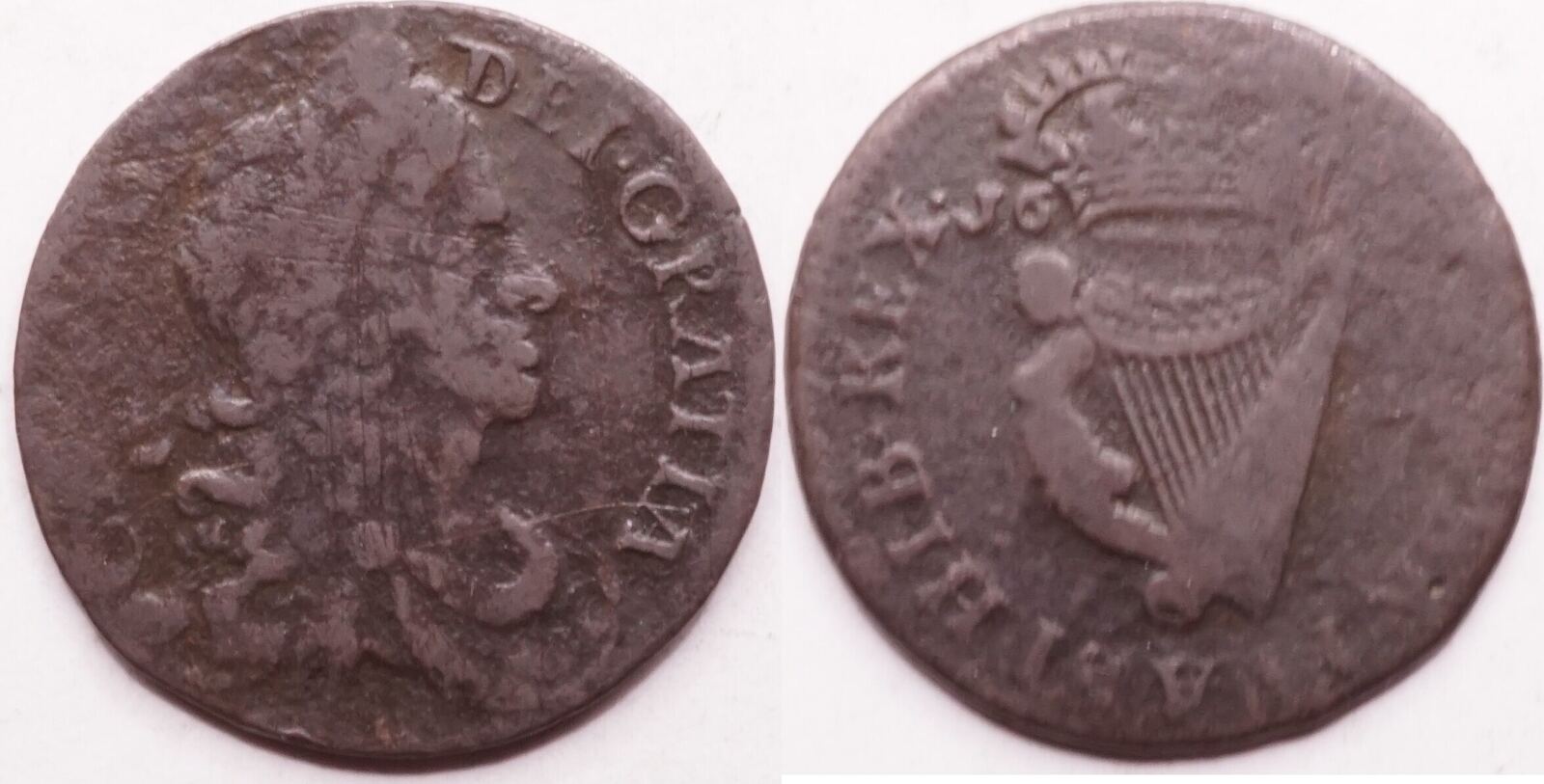 Ireland half penny 1680-1684 Charles II sge+ | MA-Shops