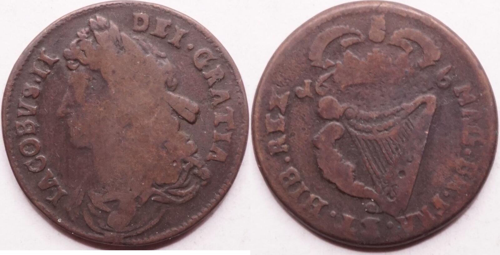 Ireland halfpenny 1686 James II sge+/s | MA-Shops
