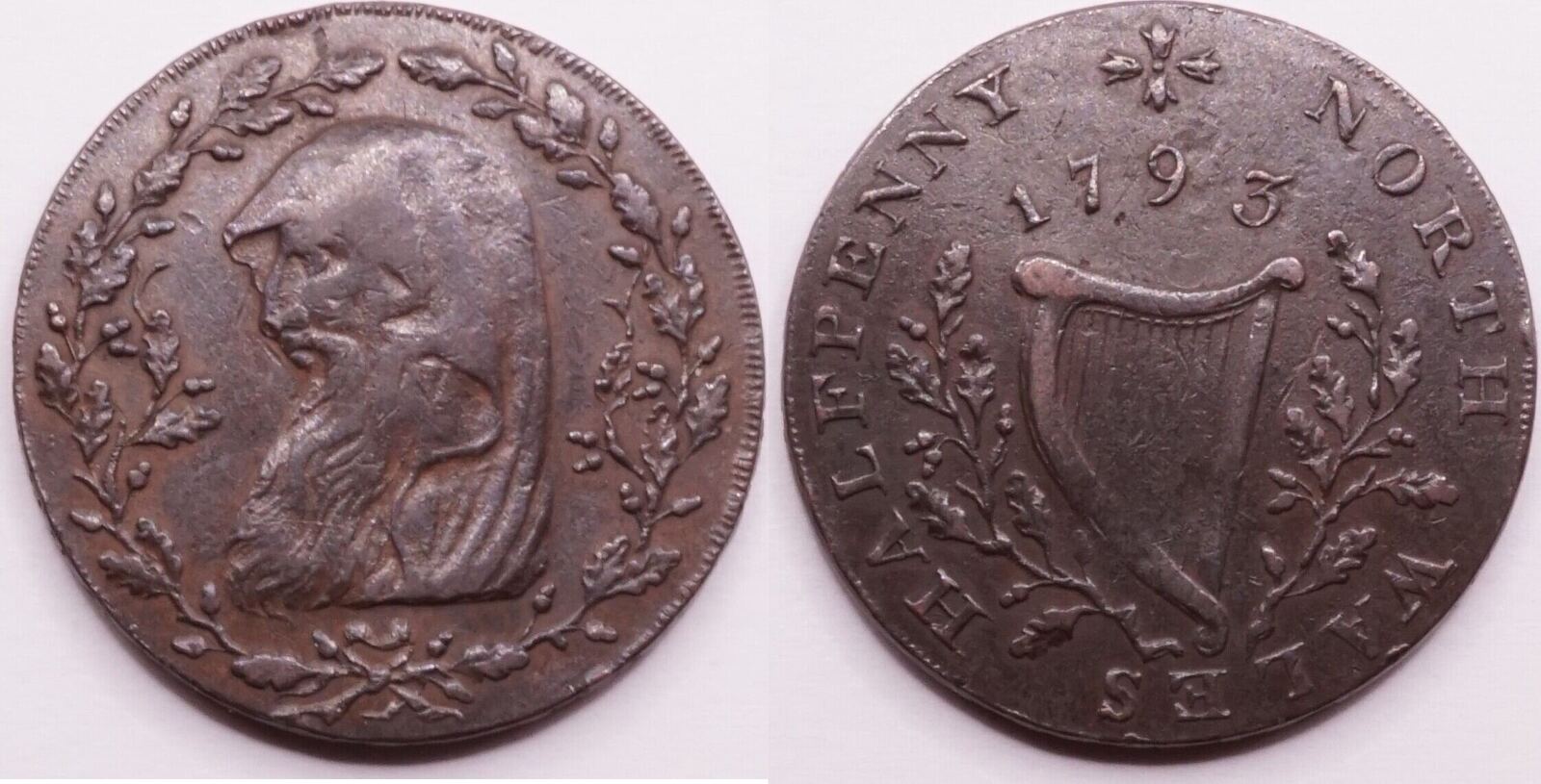 Great Britian, Wales. North Wales. Conder Token half penny 1793 ss+ ...