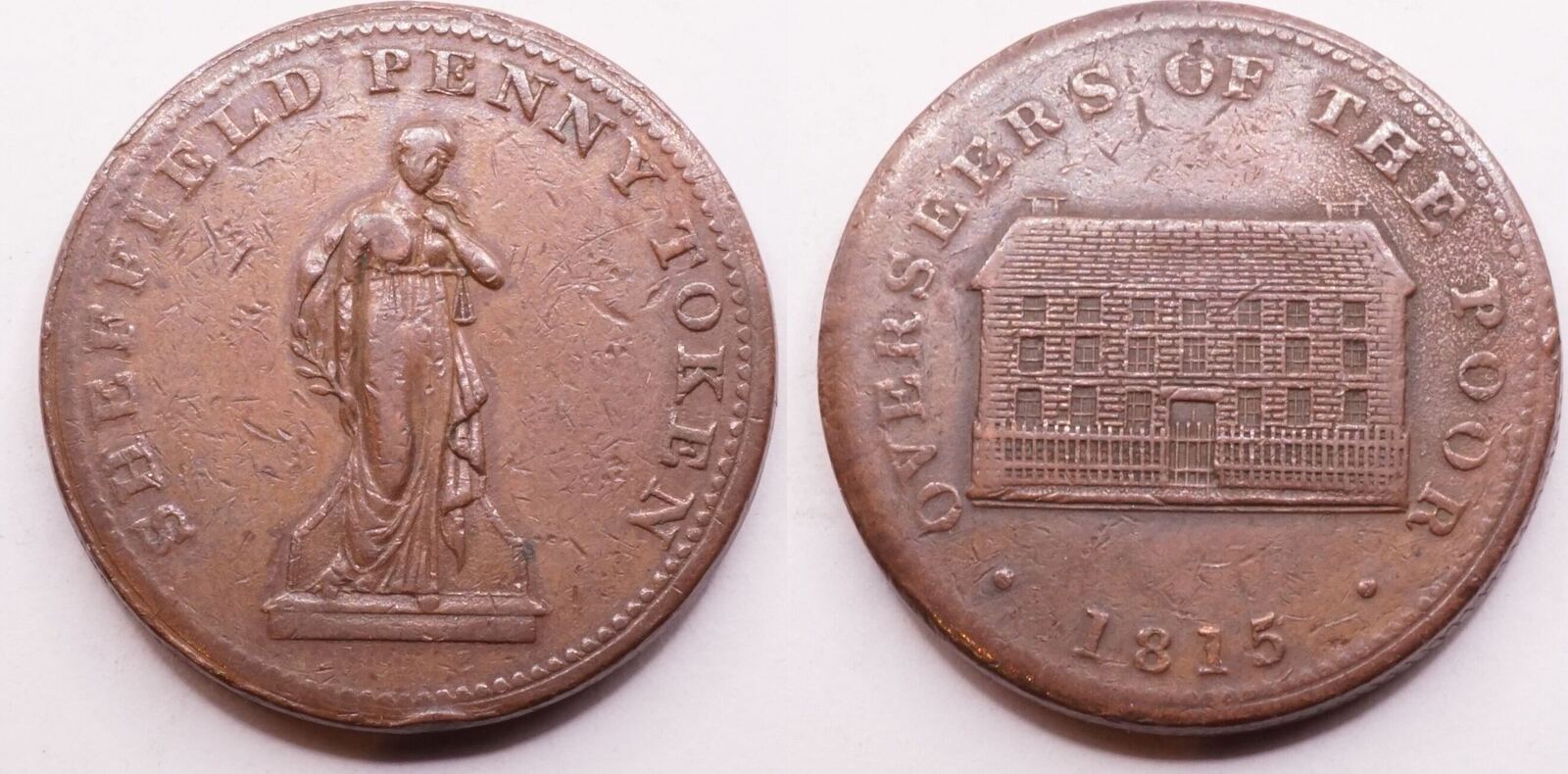Great Brittain, Yorkshire, Sheffield penny token 1815 Workhouse ss | MA ...