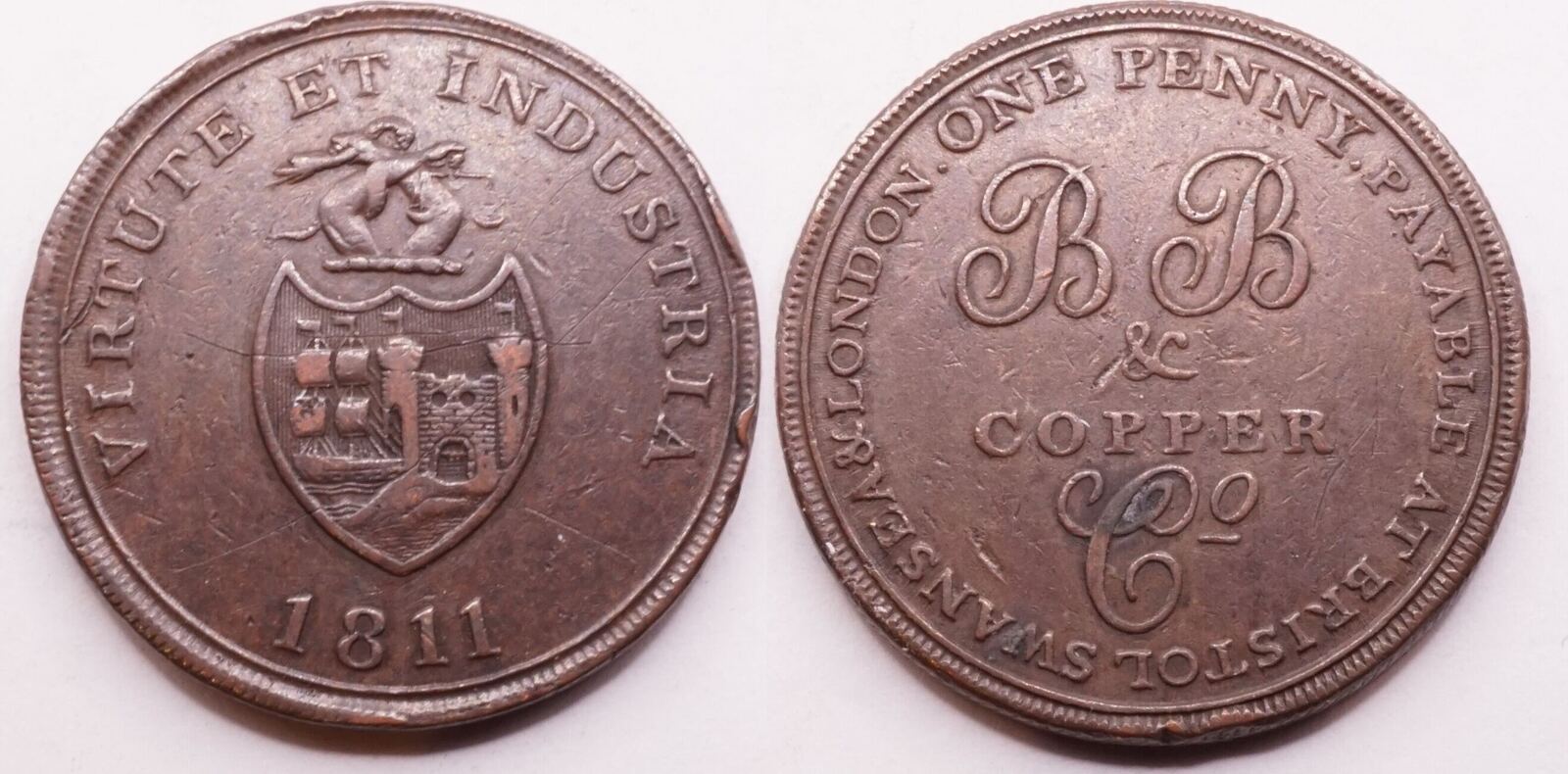 Great Britain, Somerset, Bristol penny token 1811 Brass & Copper ...