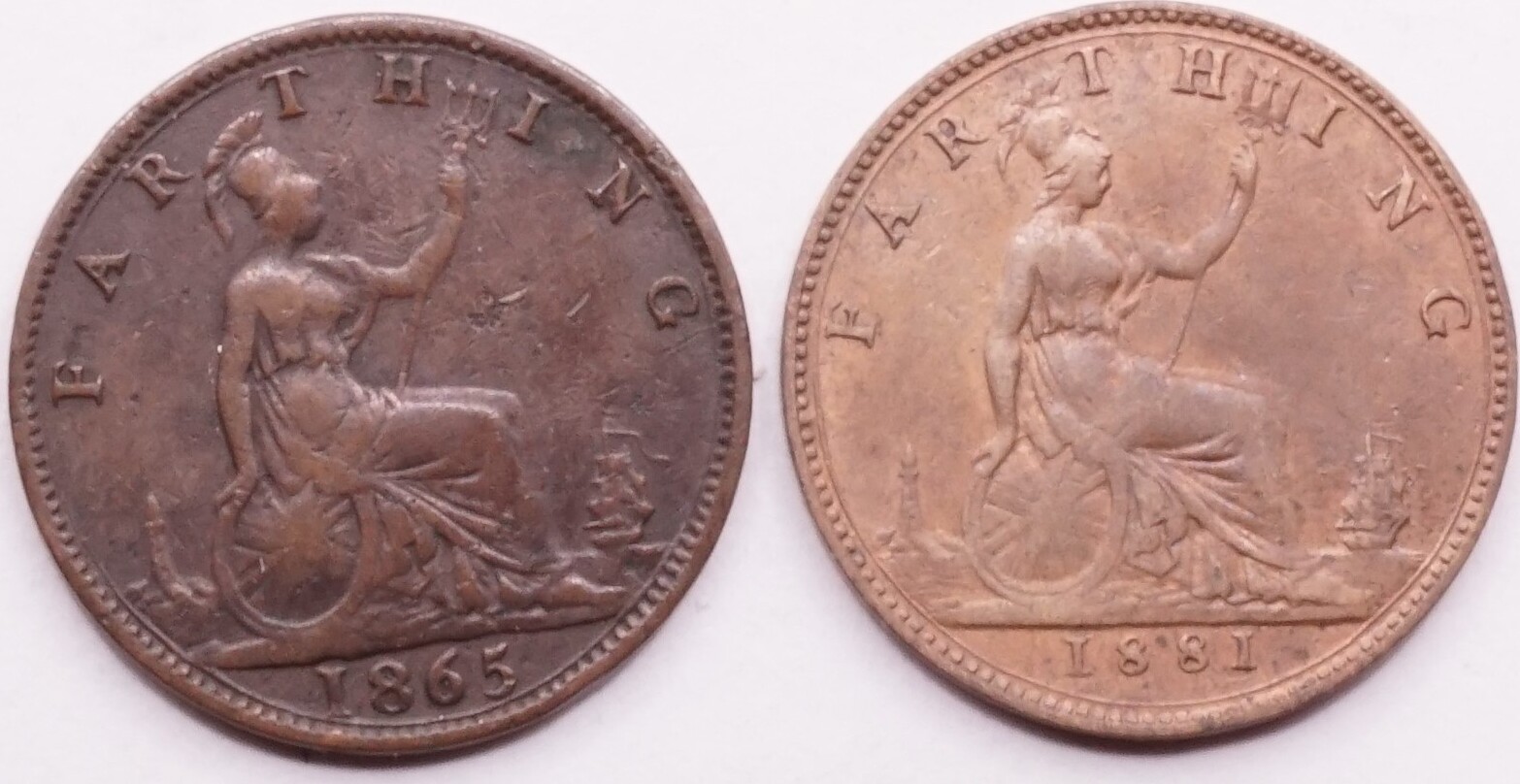 Great Britain (lot) farthing 1865, 1881 Victoria | MA-Shops