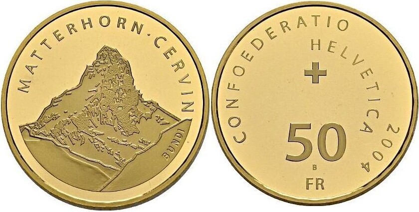 Schweiz 50 Franken 2004 Goldmünze Matterhorn PP | MA-Shops