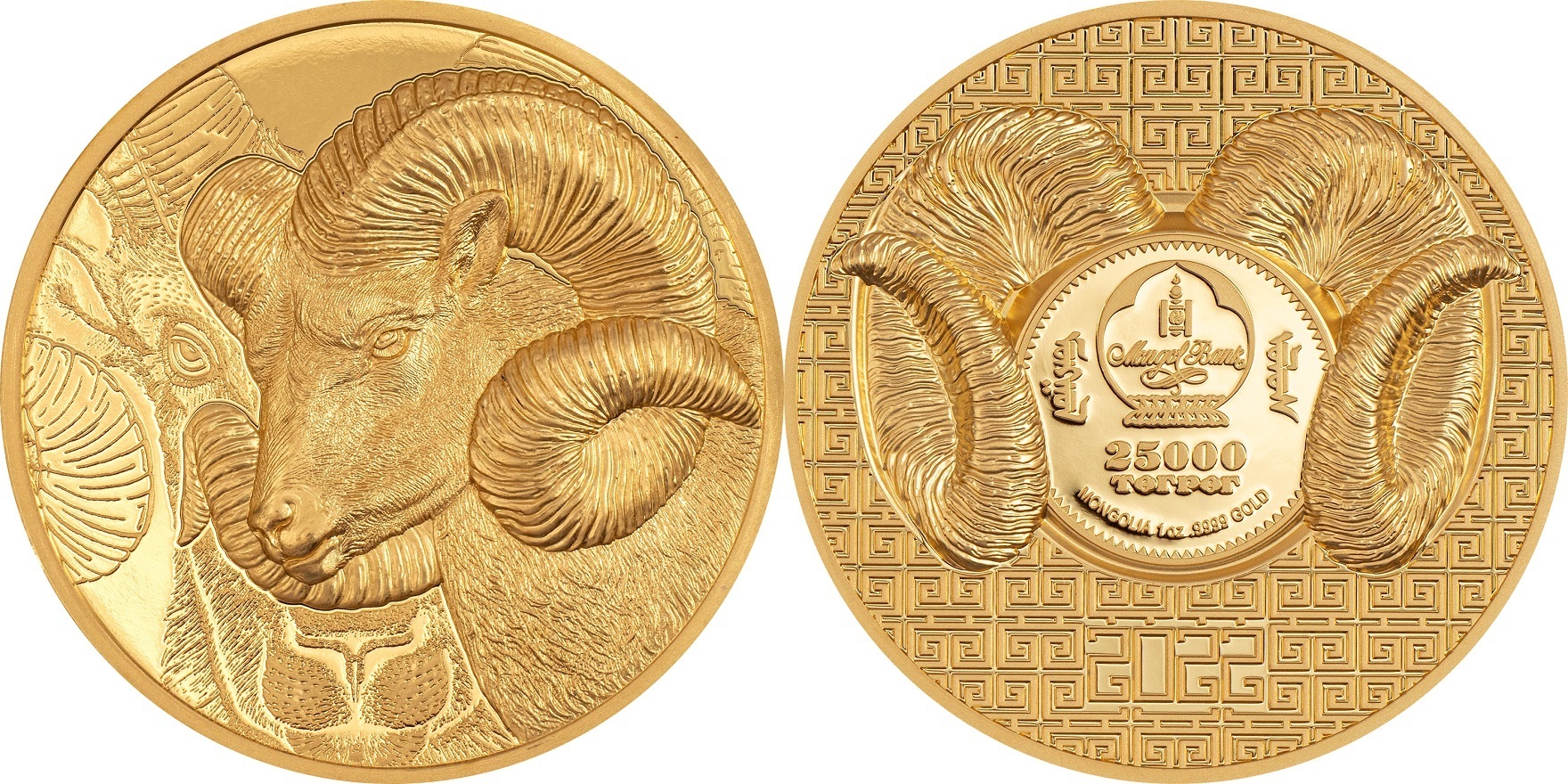 Mongolei 25000 Togrog 2022 1 Oz Goldm nze Magnificent Argali PP MA Shops