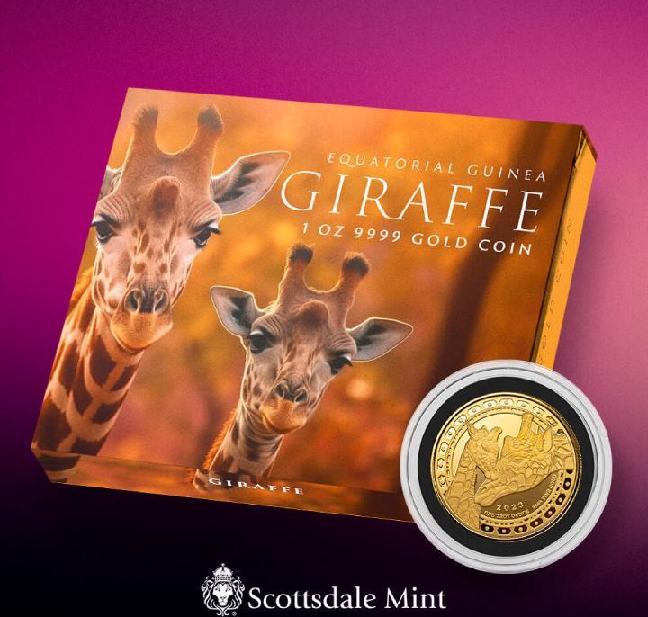 Äquatorialguinea 3000 Francs 2023 1 oz Goldmünze Republic of Guinea Äquatorial Giraffe ST | MA-Shops